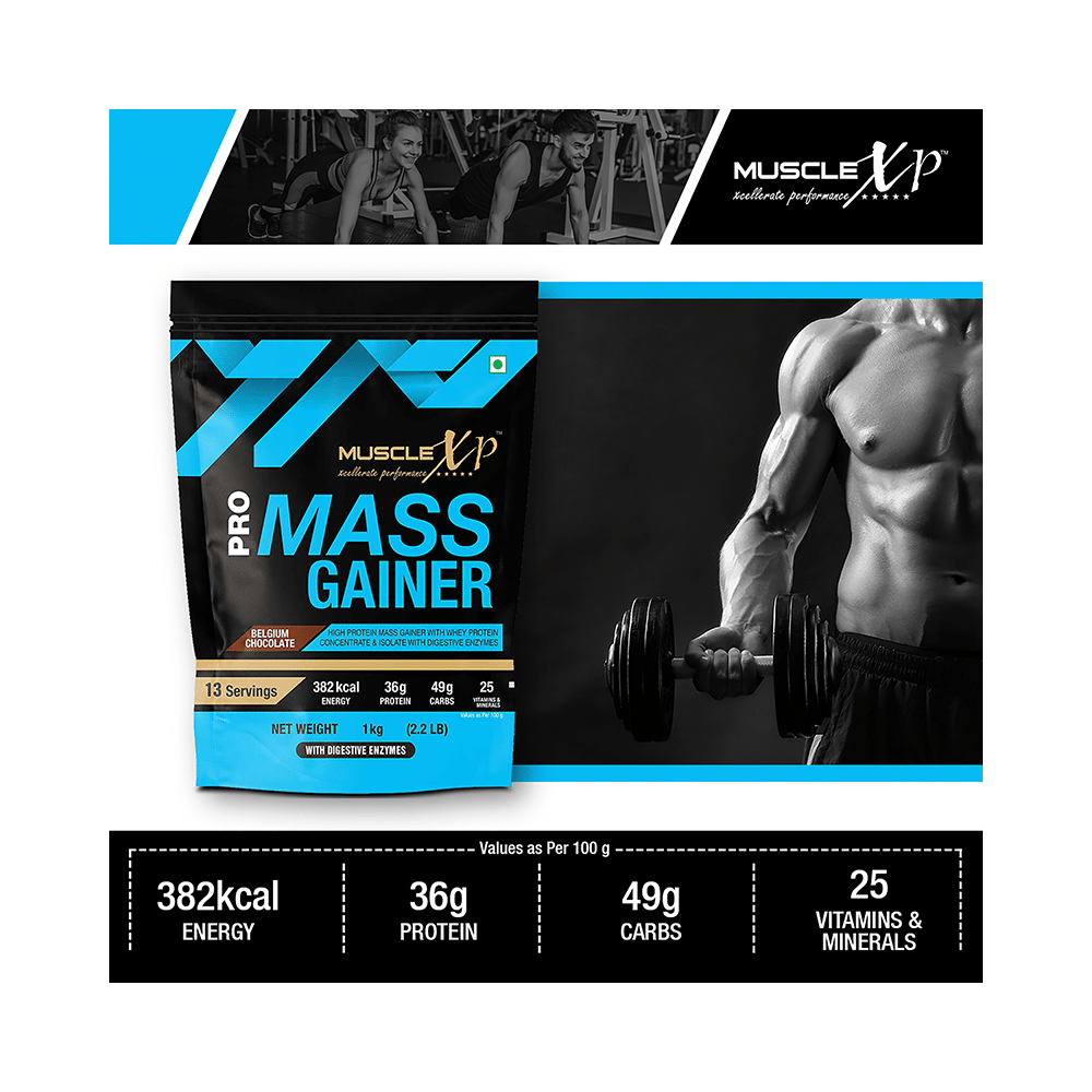MuscleXP Pro Mass Gainer (1kg Each) Belgium Chocolate | 30 Minutes 24/7 ...