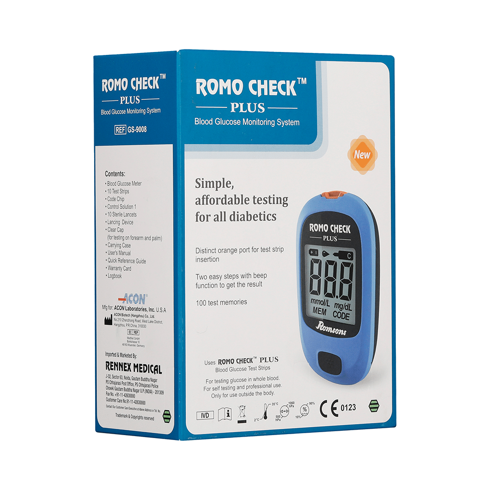 Romsons New Romo Check Plus Blood Glucose Monitoring System | 30 ...