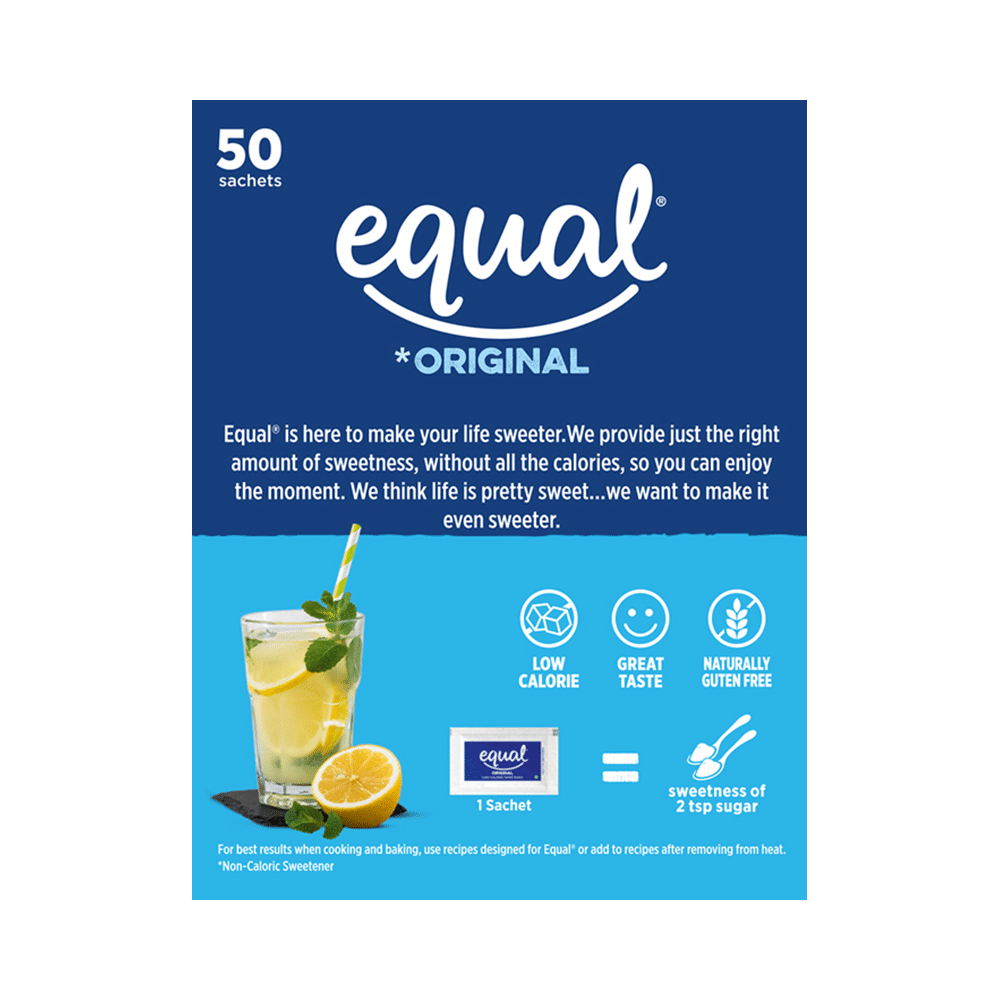 Equal Original Low Calorie Sweetener Sachet (50 Each) | 30 Minutes 24/7 ...