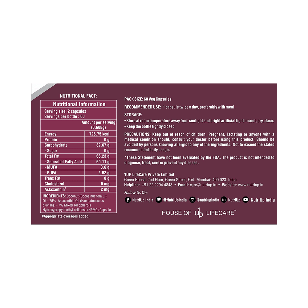 Nutriup Asta Plus 2mg Veg Capsules | 30 Minutes 24/7 Delivery