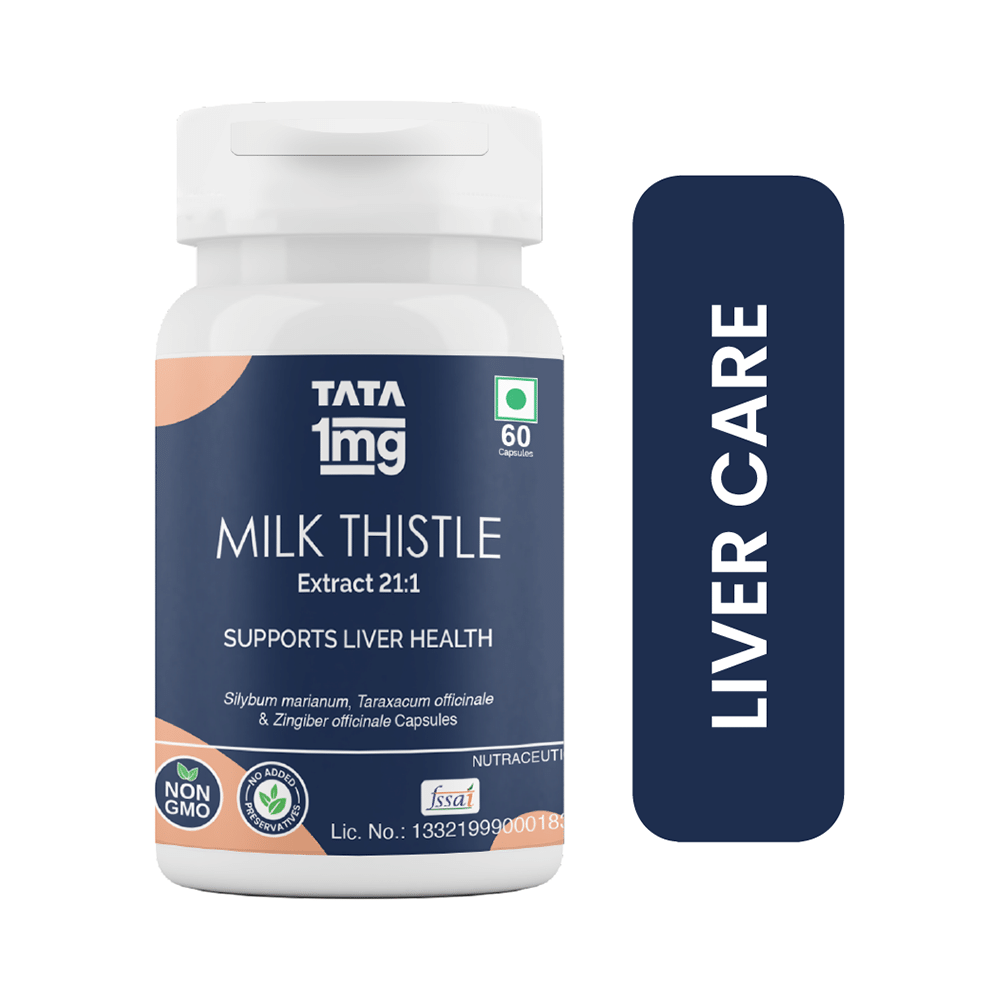 Combo Pack of Tata 1mg Milk Thistle Veg Capsule (60) & Tata 1mg Calcium ...