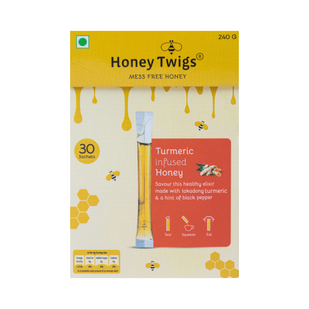 Honey Twigs Turmeric Infused Honey Sachet (8gm Each) | 30 Minutes 24/7 ...