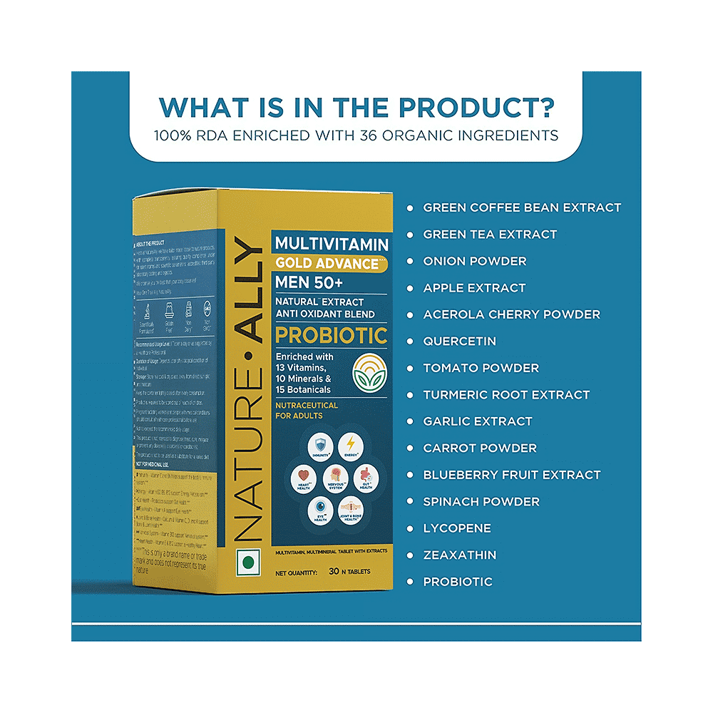 Nature Ally Multivitamin Gold Advance Men 50+ Tablet | 30 Minutes 24/7 ...