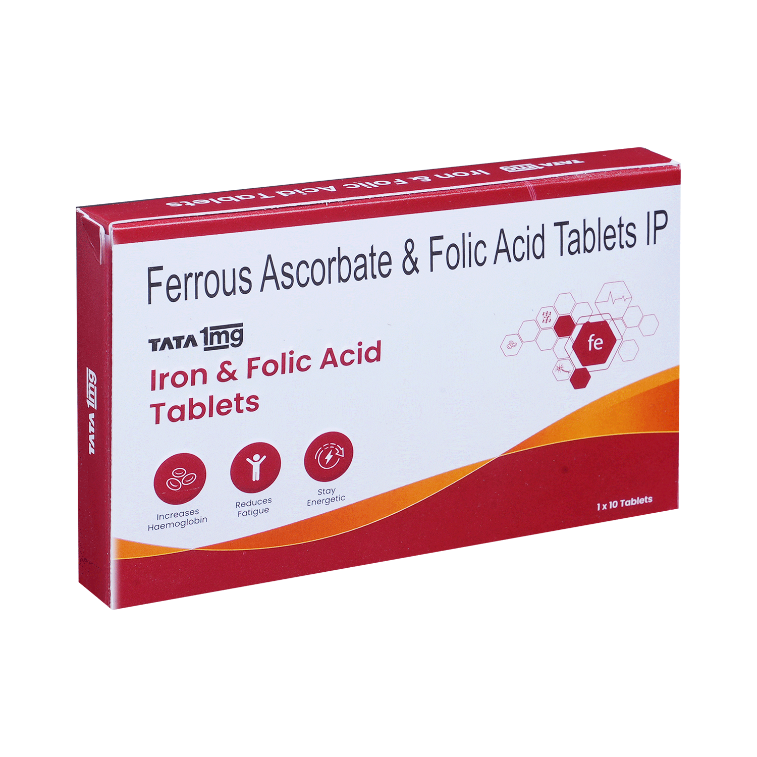 Tata 1mg Iron and Folic Acid Tablet to manage Iron Deficiency, Energy ...