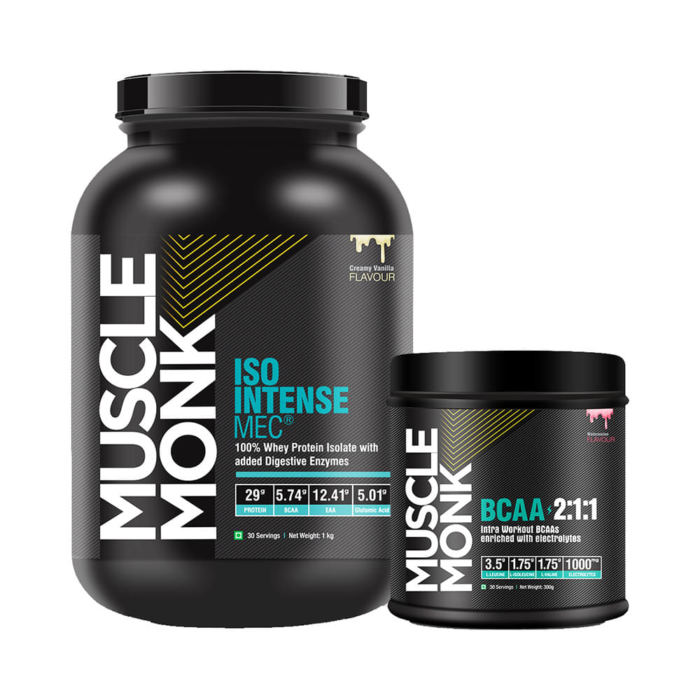 Muscle Monk Combo Pack of Iso Intense MEC 100% Whey Protein Isolate ...