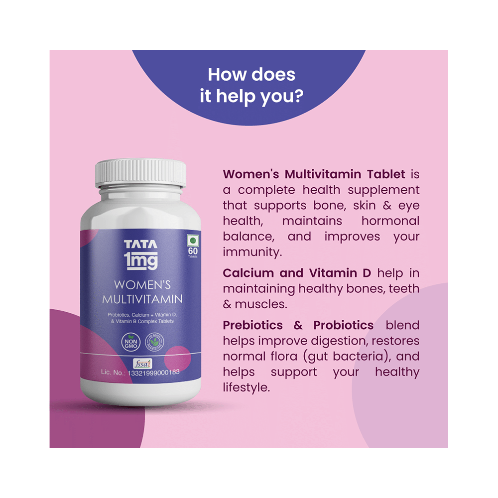 Combo Pack of Tata 1mg Women's Multivitamin Veg Tablet (60) & Tata 1mg ...