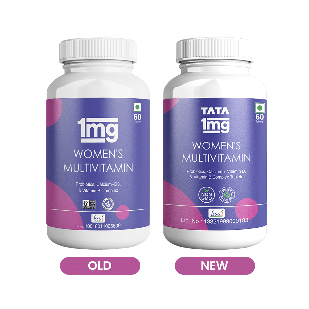 Combo Pack of Tata 1mg Women's Multivitamin Veg Tablet (60) & Tata 1mg ...